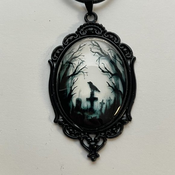 MyEpicDeals | Jewelry | Gothic Crow Raven Necklace Cemetery Pendant ...